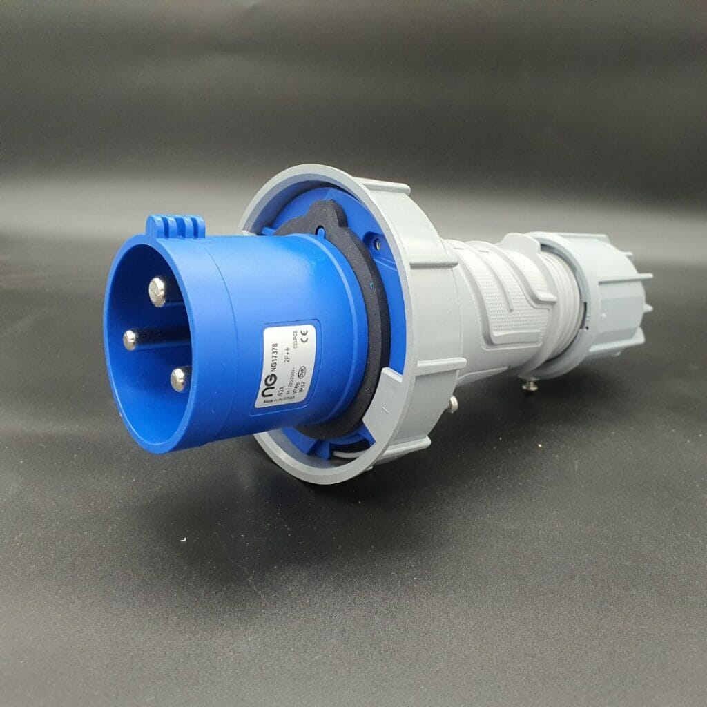 63A 3 Pin Plug Blue 240V IP67 - Niglon