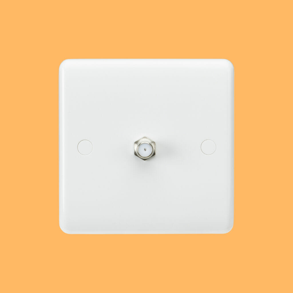 TV SAT Aerial Socket Curved Edge – White