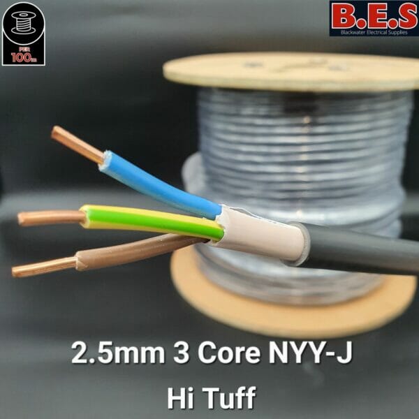 2 5mm 3 Core NYY J Black Hi Tuff Cable 100m Drum 2 5mm 3 Core NYY J Black Hi Tuff Cable 100m Drum