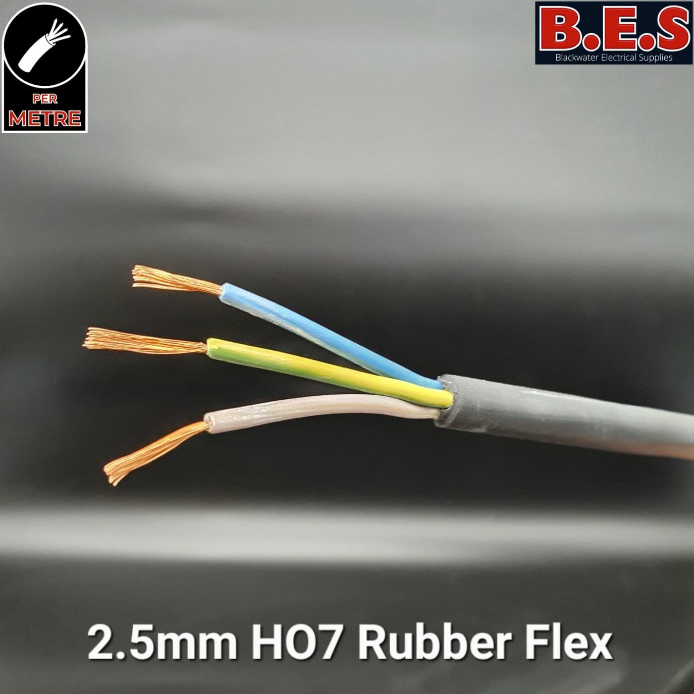 2.5mm 3 Core Rubber Flex Cable (H07RN-F) - Cut Per M