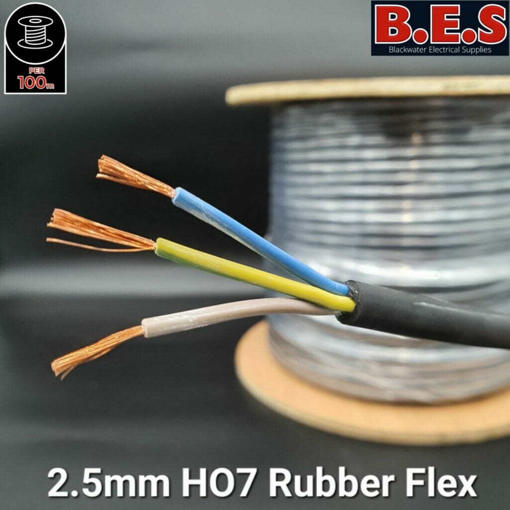 2.5mm 3 Core Rubber Flex Cable (H07RN-F) - 100m Drum