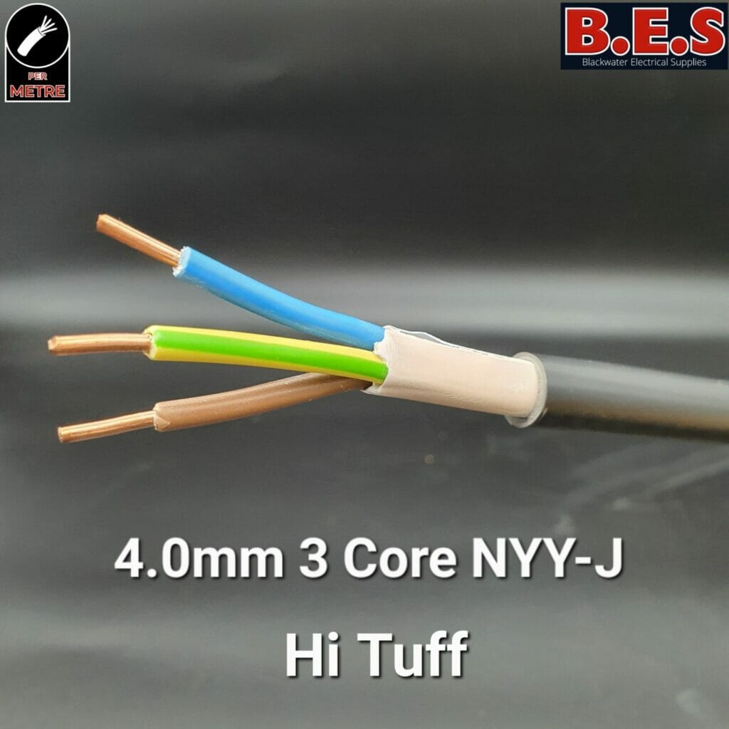 4.0mm 3 Core NYY-J Black Hi Tuff Cable - Cut Per M