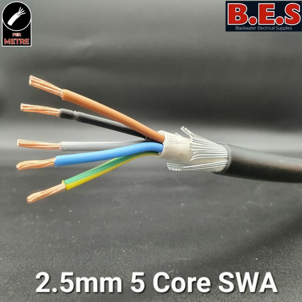 2.5mm² 5 Core SWA Armoured Cable - Per Metre